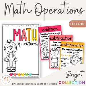 Math Operations Posters | RAINBOW BRIGHTS Classroom Decor - Etsy