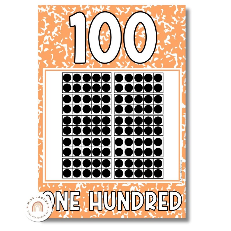 Cutesy Number Posters for Classroom, Composition Notebook Theme ...