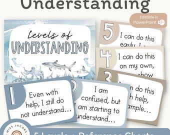 Levels of Understanding Posters, Modern Ocean Classroom Theme, Editable ...