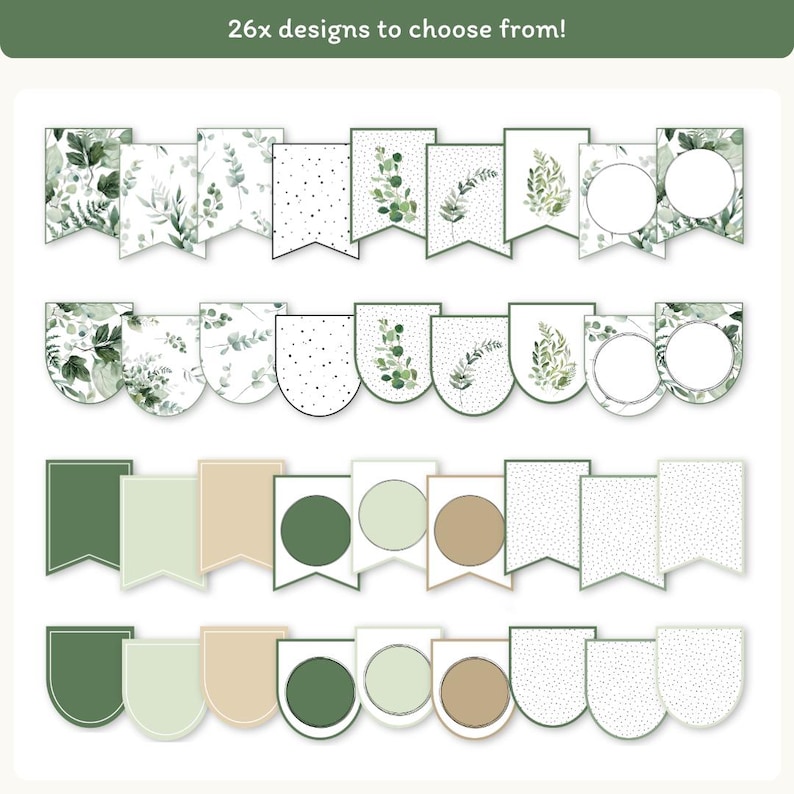 Editable Bunting Banner Letters, Bulletin Board Display, Eucalyptus ...