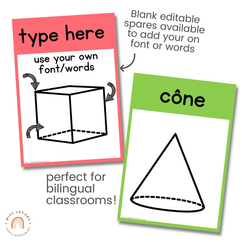 3D Objects / 3D Shapes Posters RAINBOW BRIGHTS Classroom - Etsy