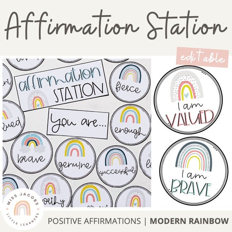 MODERN RAINBOW Affirmation Station Positive Affirmations - Etsy