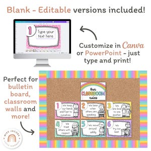 Cutesy Classroom Rules and Expectations Posters, Editable Rules for ...