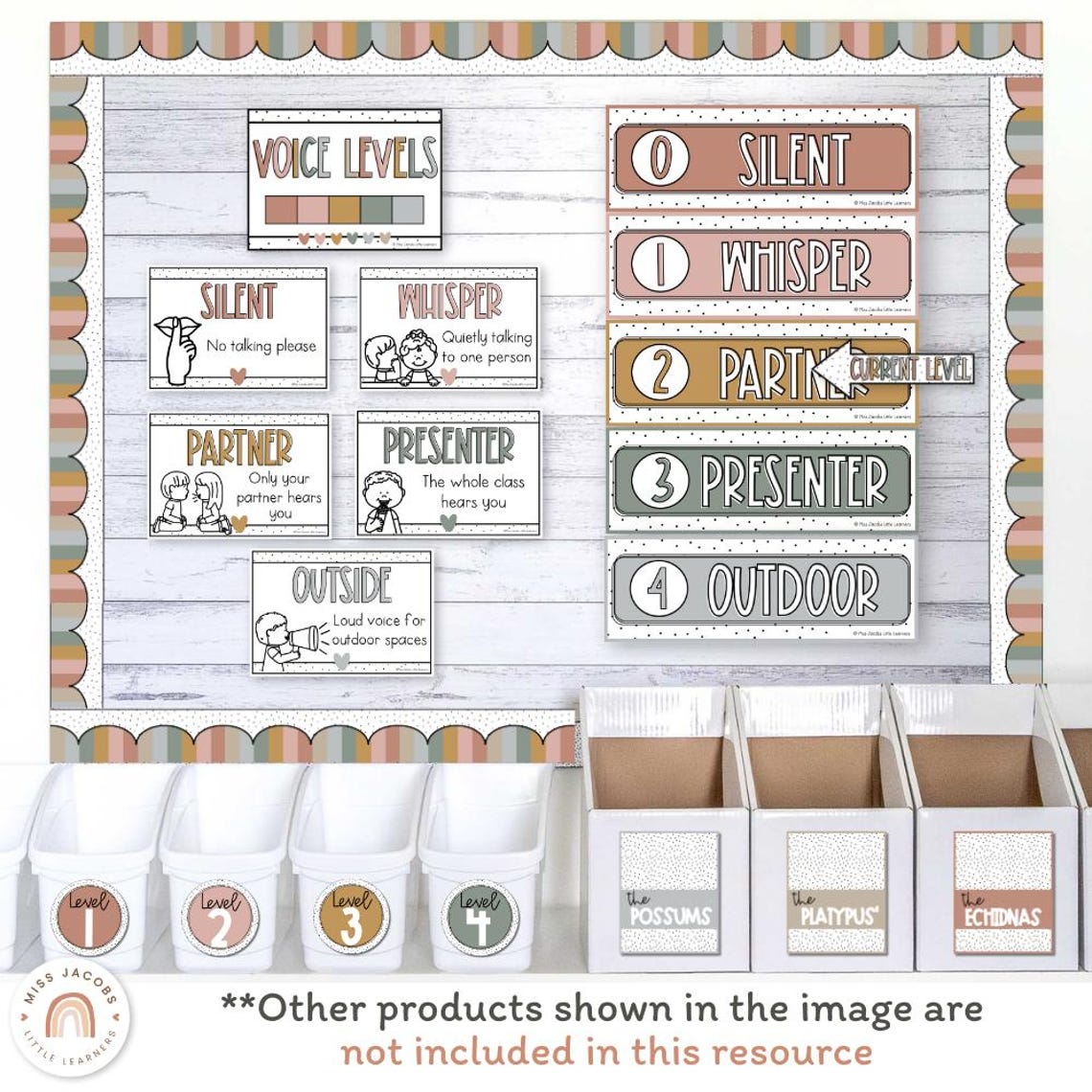 Spotty Boho Voice Noise Level Display | EDITABLE Classroom Teacher ...