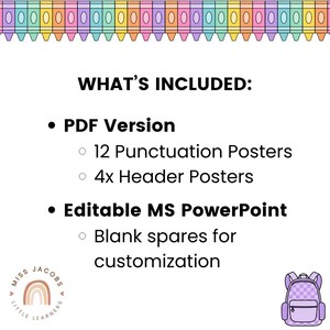 Cutesy Punctuation Posters, Printable English Anchor Charts, Editable ...