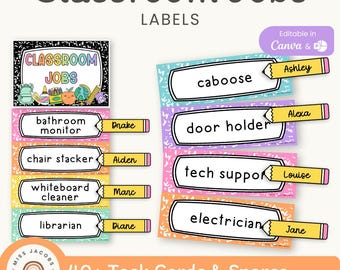 Cutesy Classroom Job Chart Composition Book Theme, Editable Class Job ...