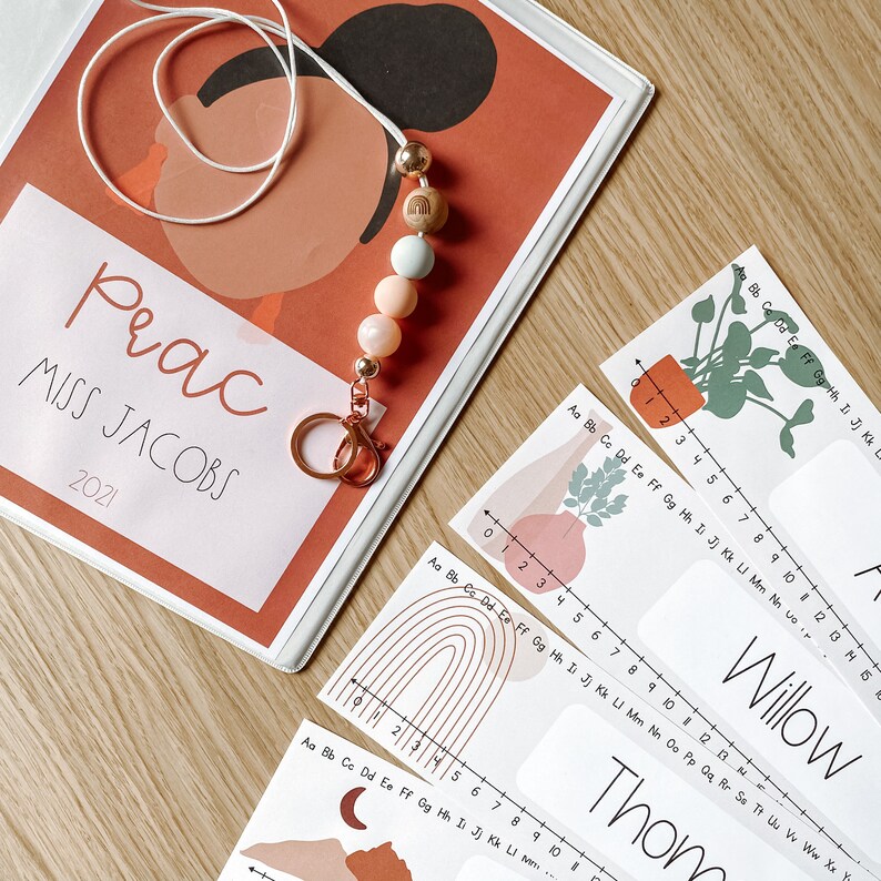 BOHO VIBES Desk Plates Alphabet & Number Line Editable | Etsy