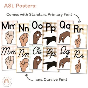 Alphabet Posters With ASL and Auslan Alphabet Daisy Gingham Editable ...