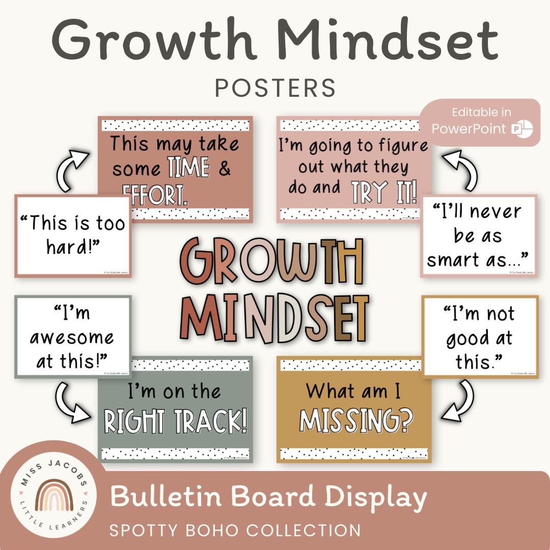 SPOTTY BOHO Growth Mindset Posters | Neutral Rainbow Classroom Decor ...