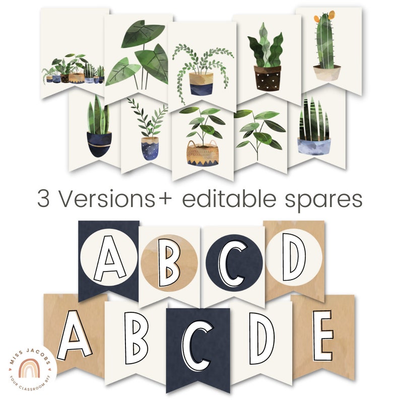 Editable Bunting & Display Banners Modern Boho Plants Themed - Etsy