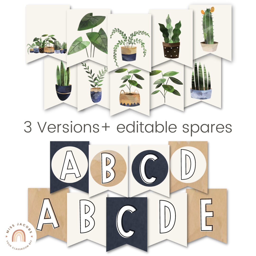 Editable Bunting & Display Banners Modern Boho Plants Themed - Etsy