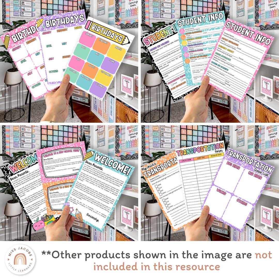 Cutesy Open House Forms Bundle, Editable Meet the Teacher Night Parent ...