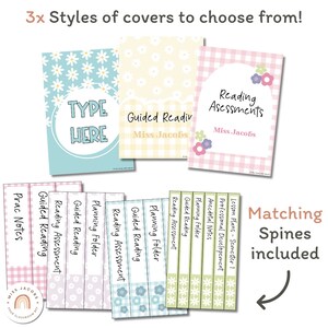 Binder Covers and Spines | Daisy Gingham Pastels Classroom Decor ...
