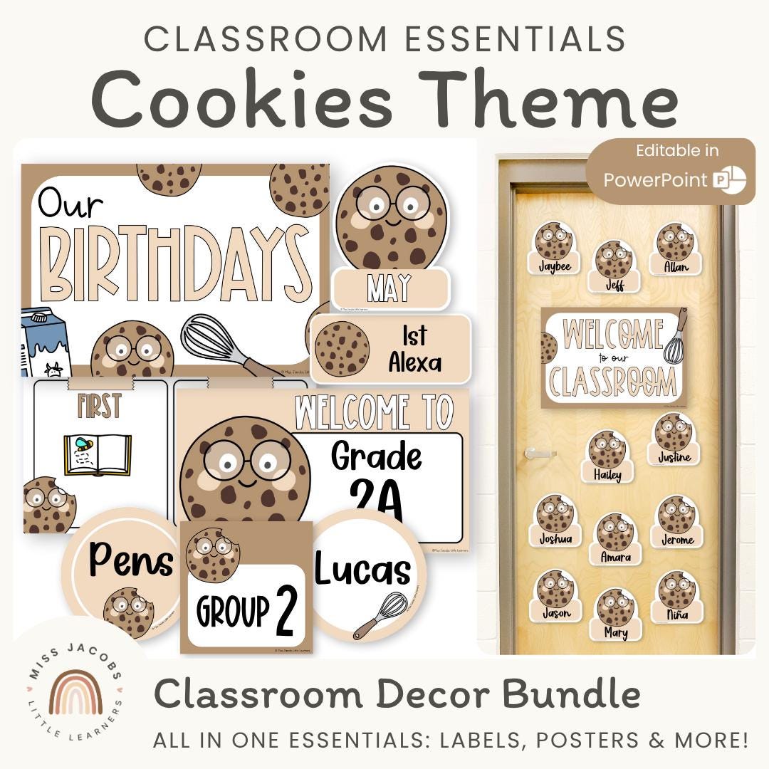Smart Cookie Classroom Decor Bundle, 5 Sets Editable Neutral Theme ...