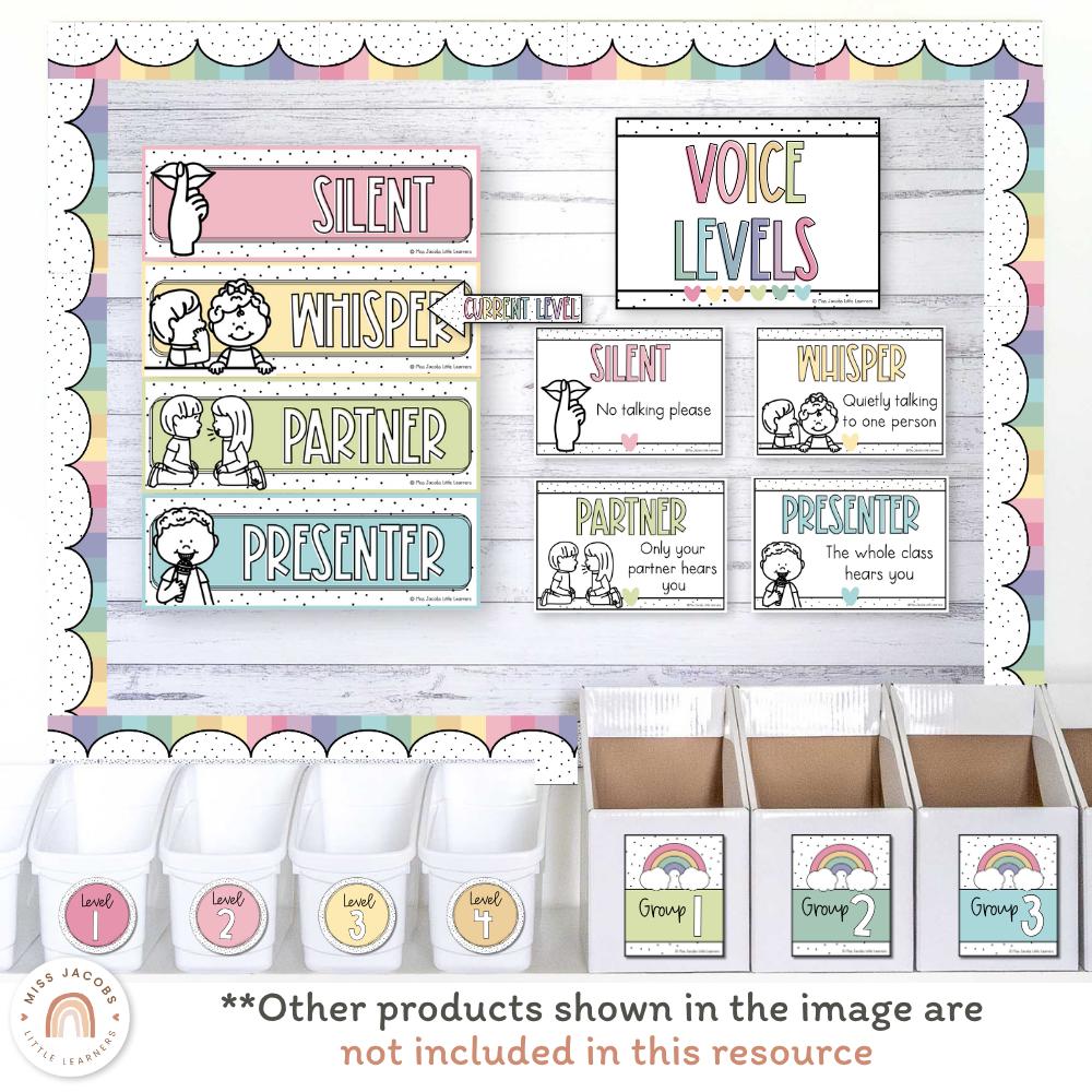 Voice Level Display | SPOTTY PASTELS Classroom Decor | Editable - Etsy