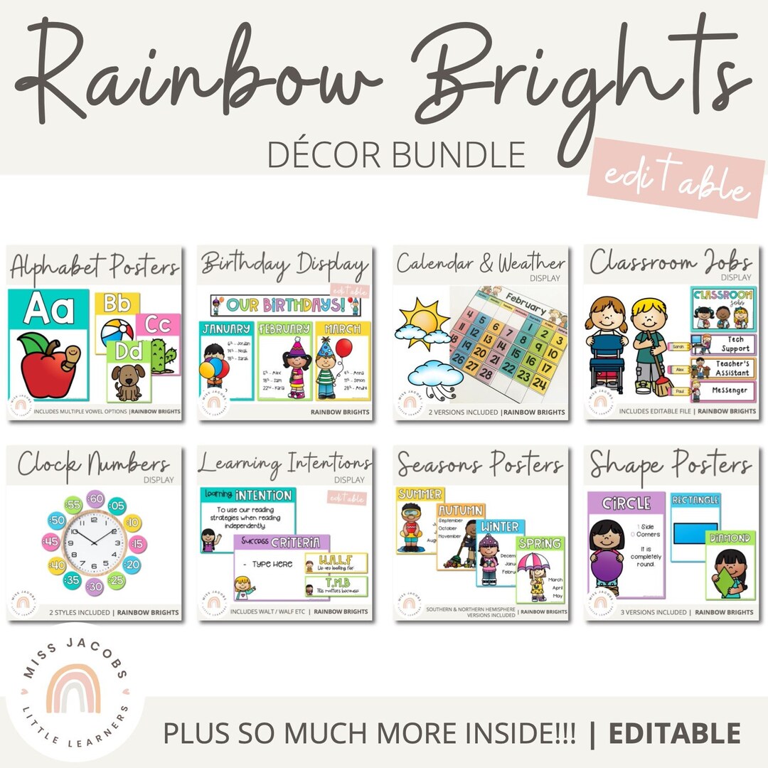 RAINBOW BRIGHTS Classroom Decor Bundle - Etsy