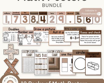 OMBRE NEUTRALS Math Posters Bundle | Calming Classroom Decor - Etsy