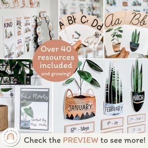 Boho Plants Classroom Decor Bundle | Rustic Modern Boho Decor ...