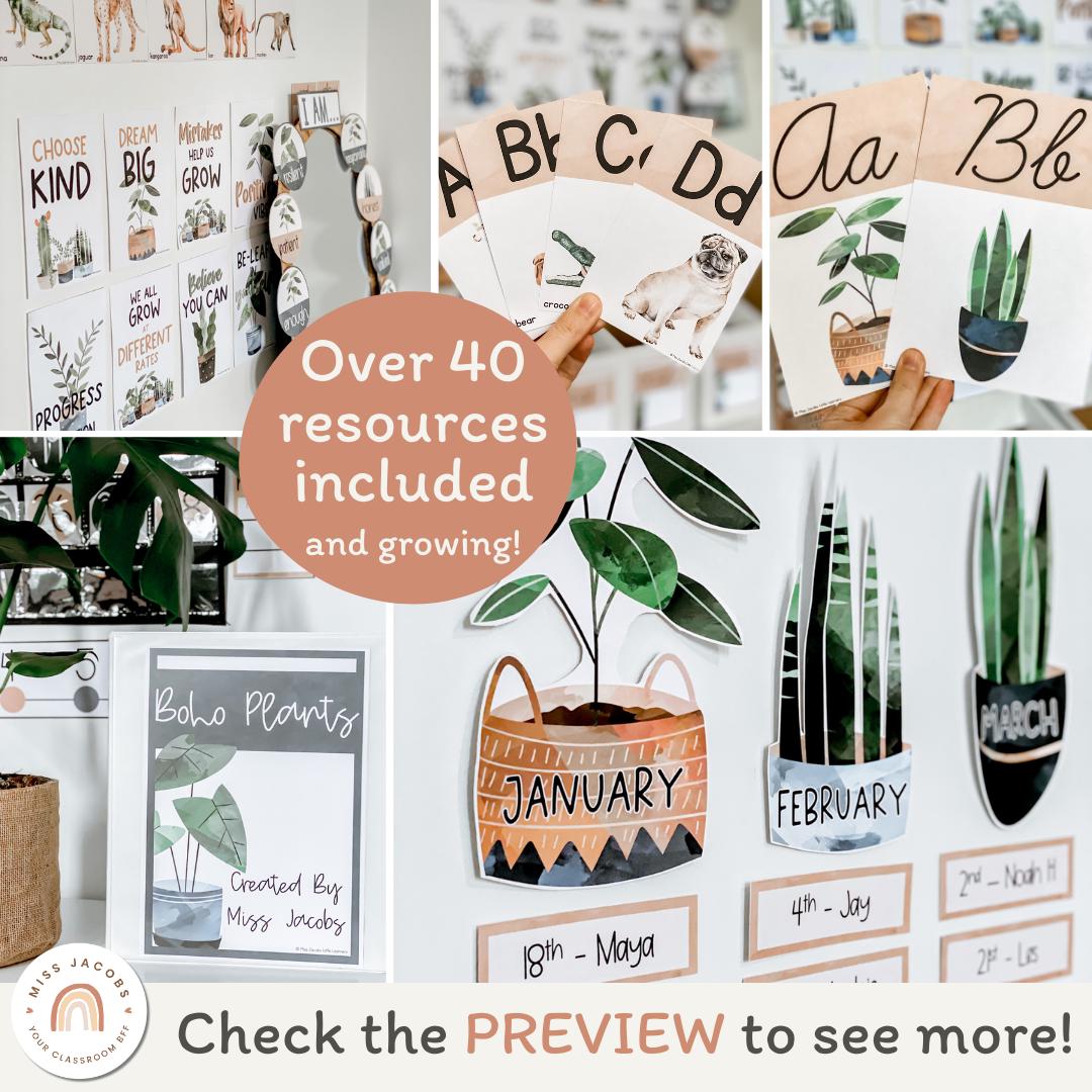 Boho Plants Classroom Decor Bundle | Rustic Modern Boho Decor ...