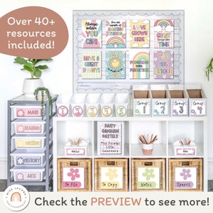 Daisy Gingham Pastels Classroom Decor Bundle Muted Rainbow Theme ...