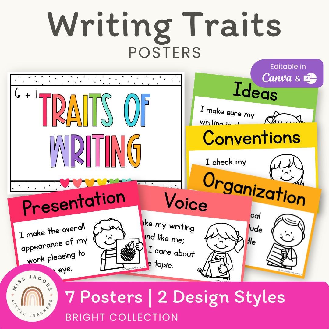 6+1 Traits of Writing Posters | RAINBOW BRIGHTS - Etsy