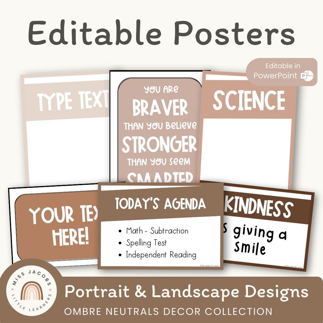 Editable Classroom Posters | OMBRE NEUTRALS - Etsy