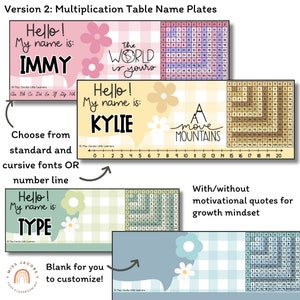 Student Name Tags & Goals Desk Plates Daisy Gingham Pastels Classroom ...