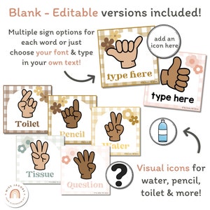 Hand Signals | Daisy Gingham Neutrals Classroom Decor - Etsy