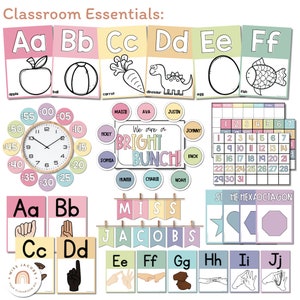 PASTELS Classroom Decor Bundle | Muted Rainbow Decor | Editable - Etsy