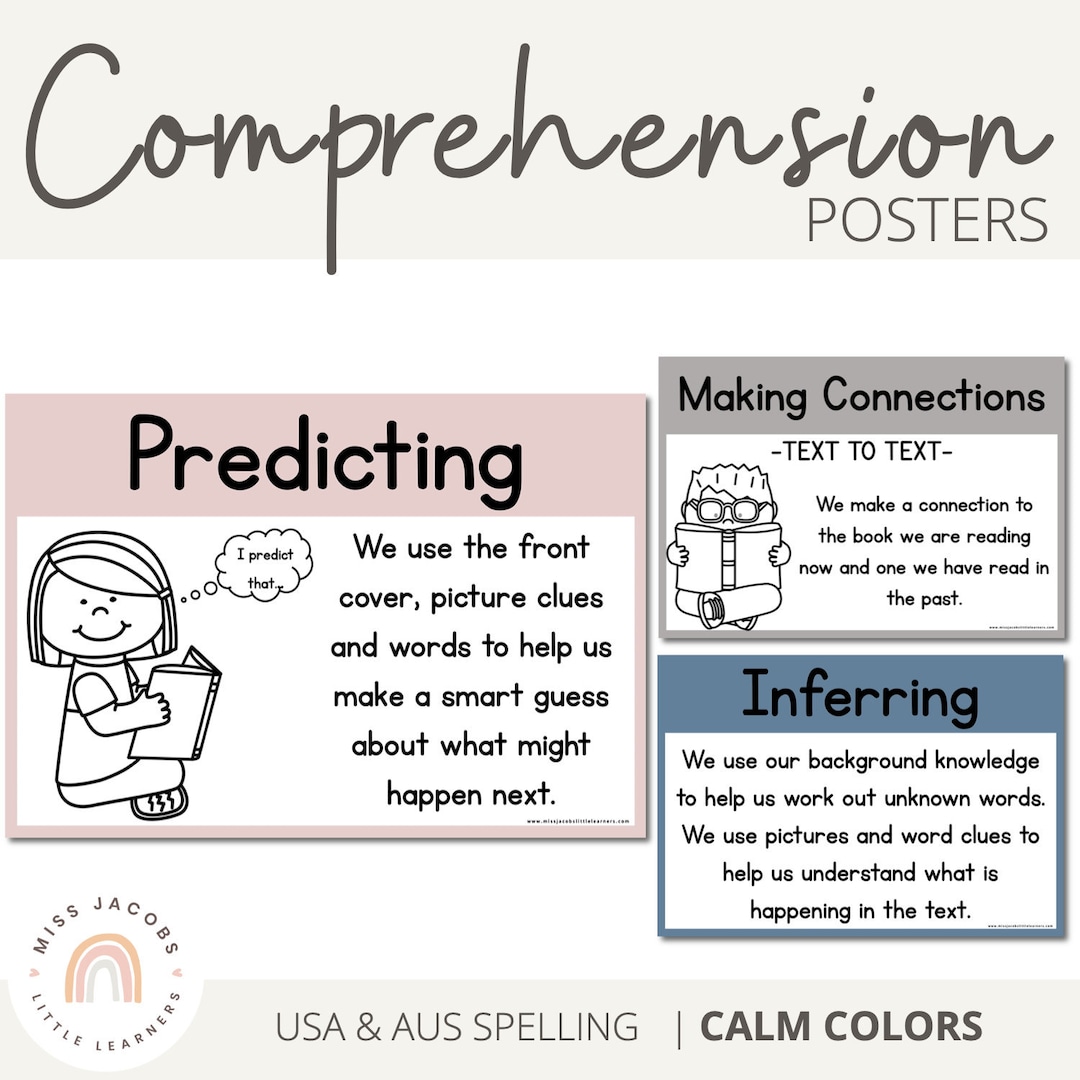 CALM COLORS Comprehension Strategy Posters English Posters - Etsy