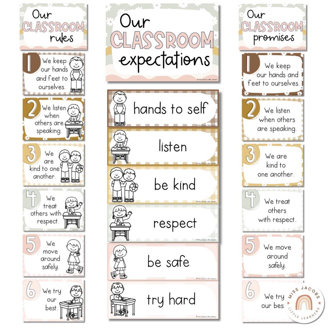 Classroom Rules Posters and Classroom Management Slips | Daisy Gingham ...