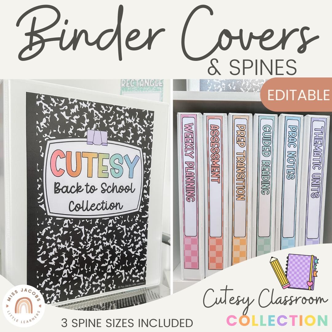 Cutesy Binder Covers and Spines, Colorful Binder Spines Templates ...