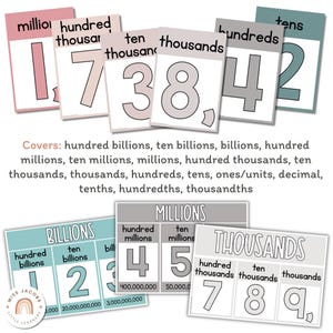 CALM COLORS Place Value Display | Math Posters | Modern Rainbow ...