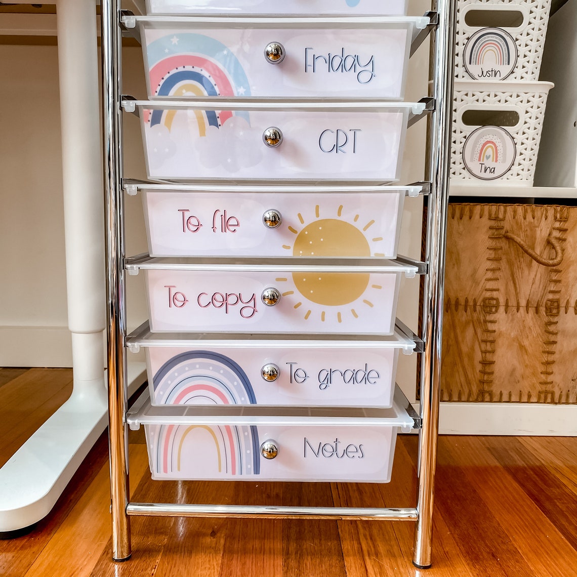 MODERN RAINBOW Teacher Trolley Labels Editable Calm Colors - Etsy