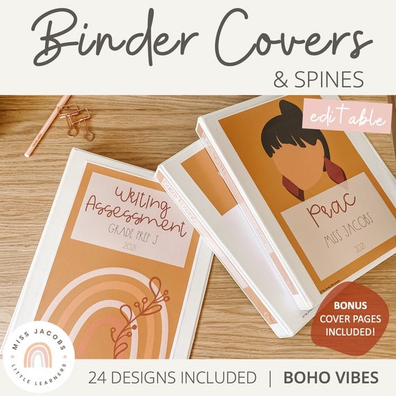 BOHO VIBES Binder Covers Editable Desert Neutral Classroom - Etsy