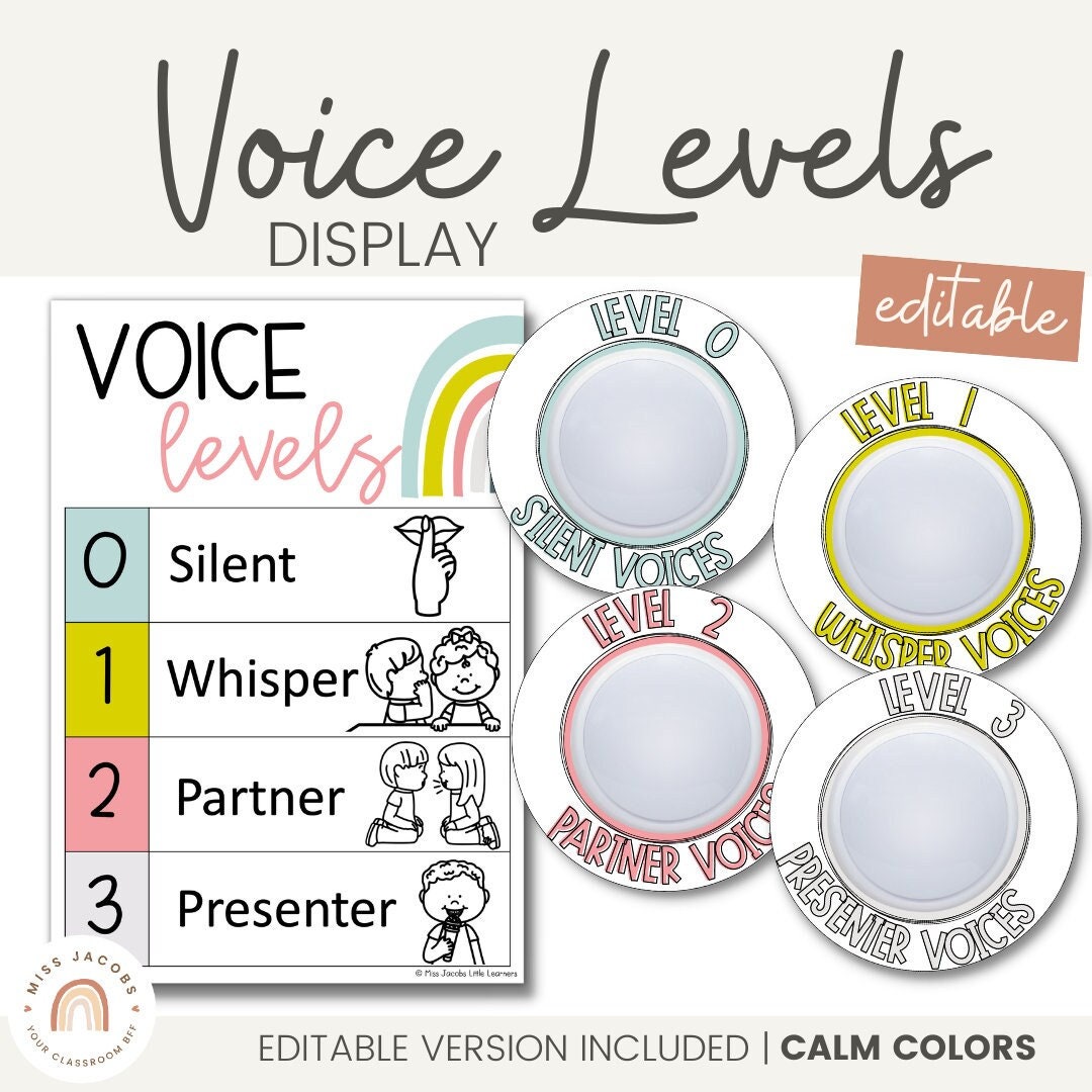 Modern Rainbow Voice Noise Level Display | EDITABLE Classroom Teacher ...
