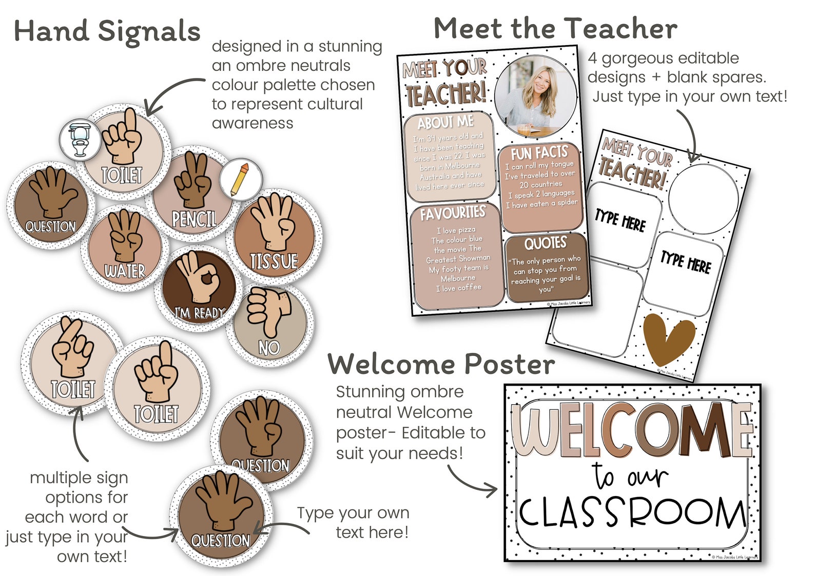 SPOTTY NEUTRALS Classroom Decor Bundle BW Neutrals Ombré - Etsy