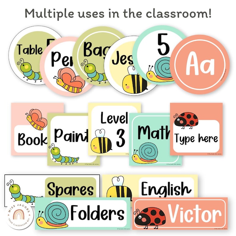 Insects Theme Classroom Decor Bundle, Editable Spring Bugs Set Teacher ...