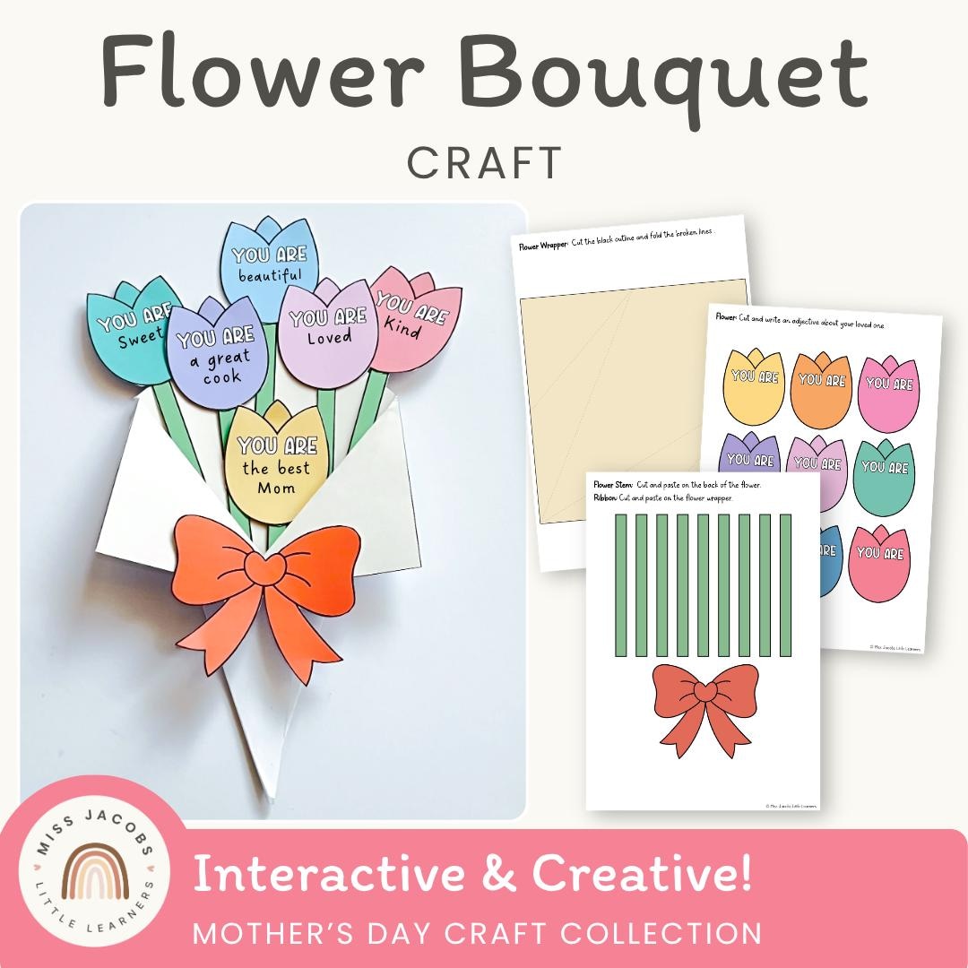 Tulip Flower Bouquet Mother’s Day Craft, Printable Keepsake Writing ...