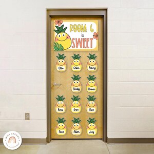 Tropical Pineapple Door Decor for Classroom, Editable Welcome Door ...