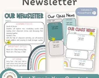 Newsletter Templates Modern Rainbow Theme: Weekly and Monthly Classroom ...