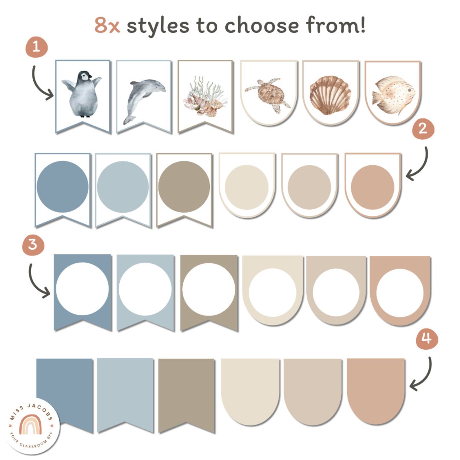 Bunting and Display Banners | Modern Ocean Classroom Decor | Editable ...