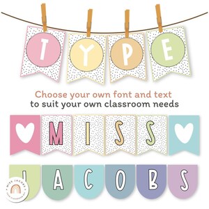 Bulletin Board Bunting | SPOTTY PASTELS Classroom Decor | Editable - Etsy
