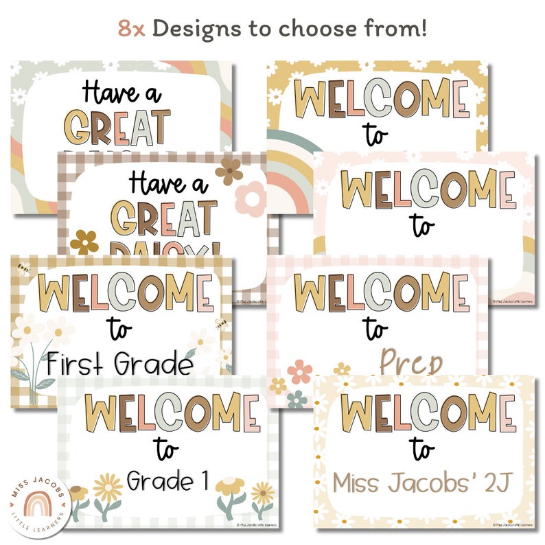 Welcome Posters | Daisy Gingham Neutrals Classroom Decor - Etsy