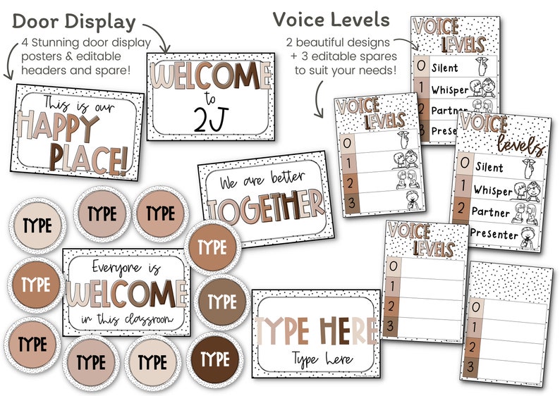 SPOTTY NEUTRALS Classroom Decor Bundle BW Neutrals Ombré - Etsy UK