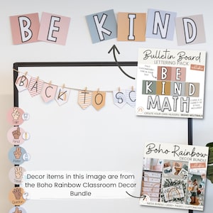 Bulletin Board Lettering Pack | Editable | BOHO & MESSY DOTS | Neutral ...