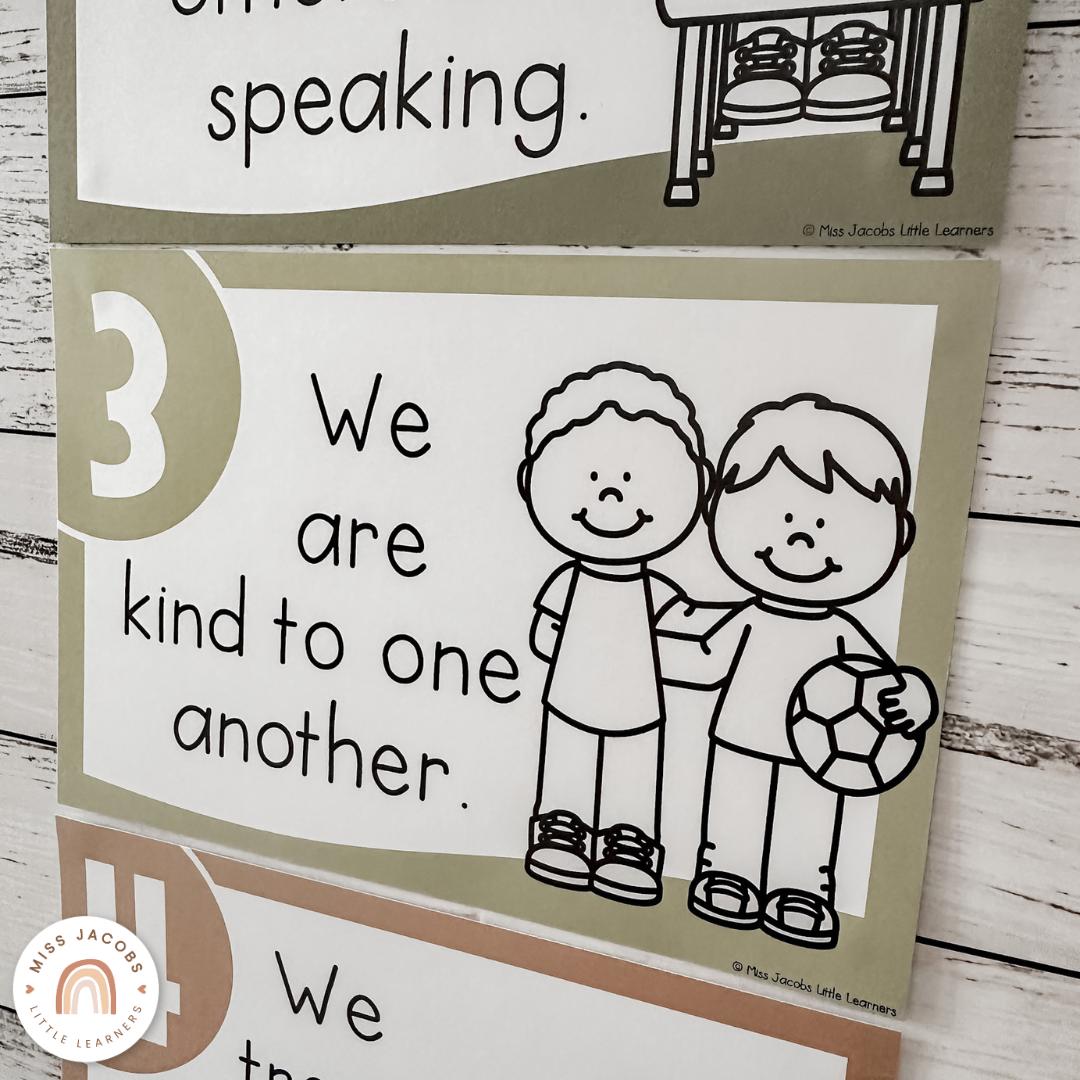 Woodland Classroom Rules Posters, Editable Student Expectations Signs ...