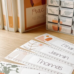 BOHO VIBES Desk Plates | Alphabet & Number Line | Editable | Desert ...