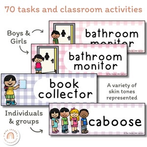 Classroom Jobs Display | Daisy Gingham Pastels Classroom Decor ...