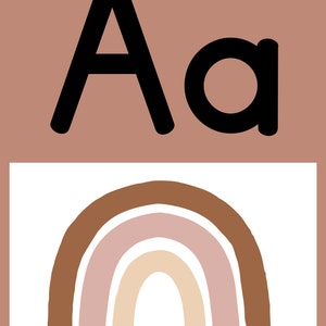 BOHO RAINBOW Alphabet Posters | Editable | Neutral Rainbow | Vintage ...